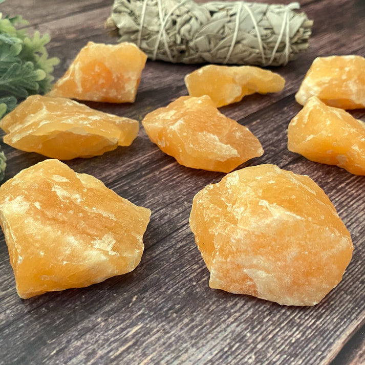 Raw Orange Calcite Stones | The Stone Sanctuary