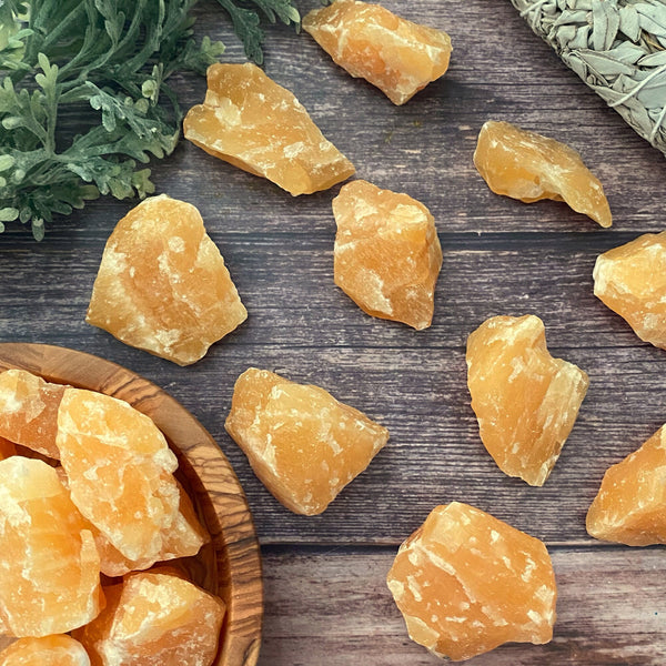Raw Orange Calcite Stones | The Stone Sanctuary